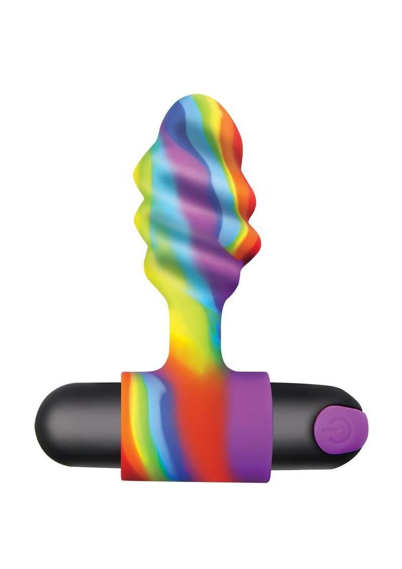 Rainbow Twist Butt Plug – Vibrating Rainbow Butt Plug with Remote – Alien Dildo