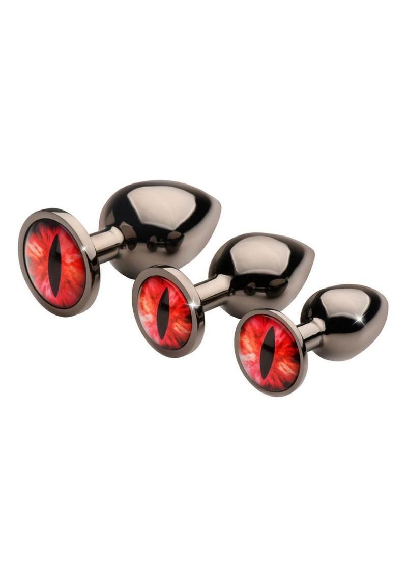 Infernal Gaze Plug Set – 3 Red Eye Metal Fantasy Butt Plugs – Alien Dildo